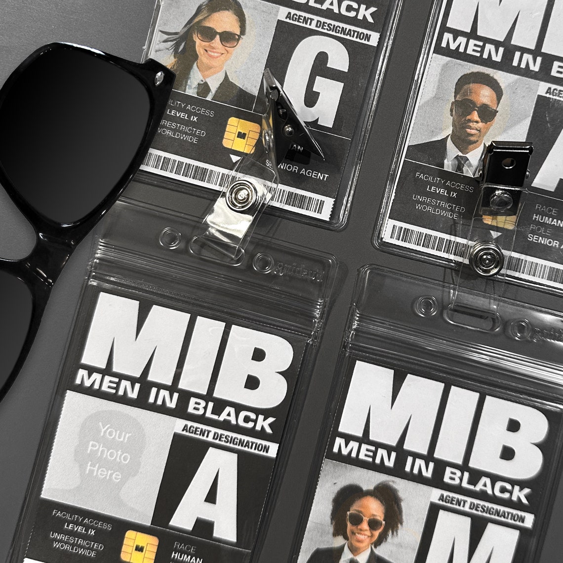MIB Men in Black ID Card With Badge Holder and Metal Clip, Lanyard ...