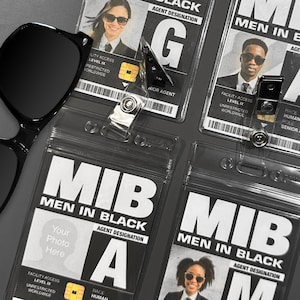 MIB Men in Black ID Card With Badge Holder and Metal Clip, Lanyard ...