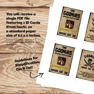 The Goonies - 10 Pack ID Card Printable | Replica Prop, Halloween ...
