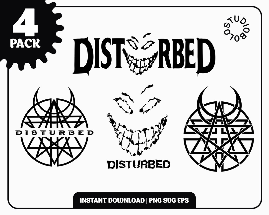 Disturbed 4 Pack Illustration SVG Metal Band Transparent PNG EPS Cricut ...