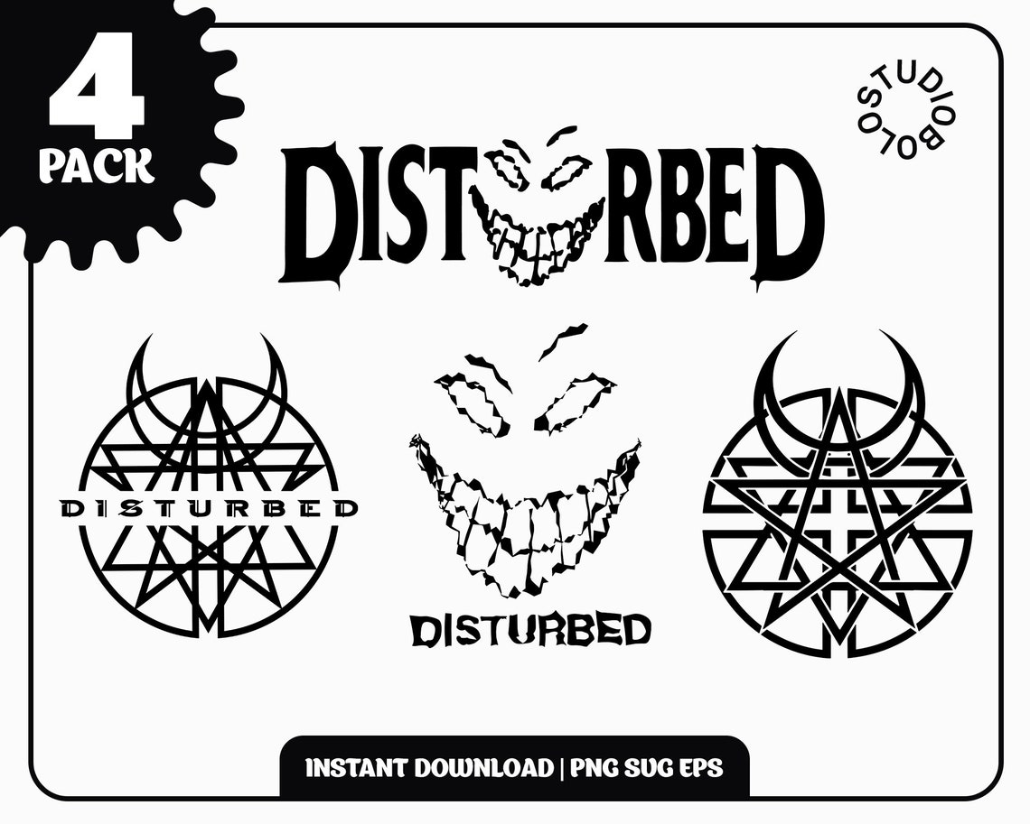 Disturbed 4 Pack Illustration SVG Metal Band Transparent PNG - Etsy