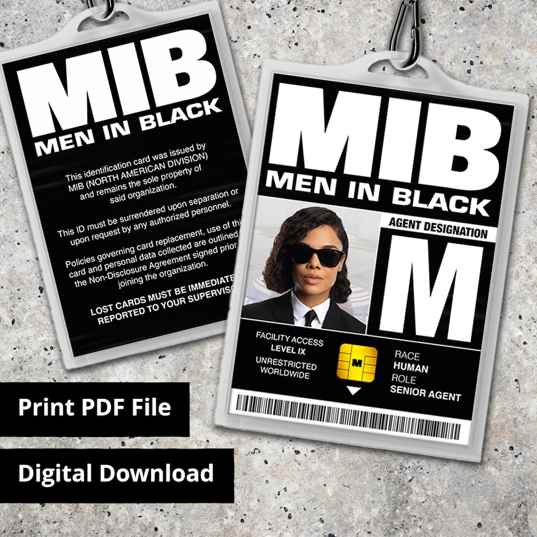 MIB Special Agent M Men in Black ID Card - Replica Prop, Halloween ...