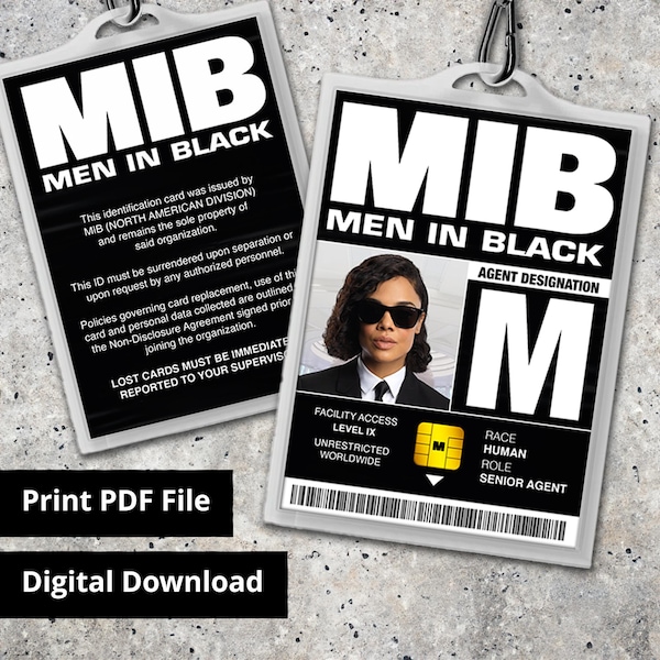 Printable Men in Black Id Badge - Etsy