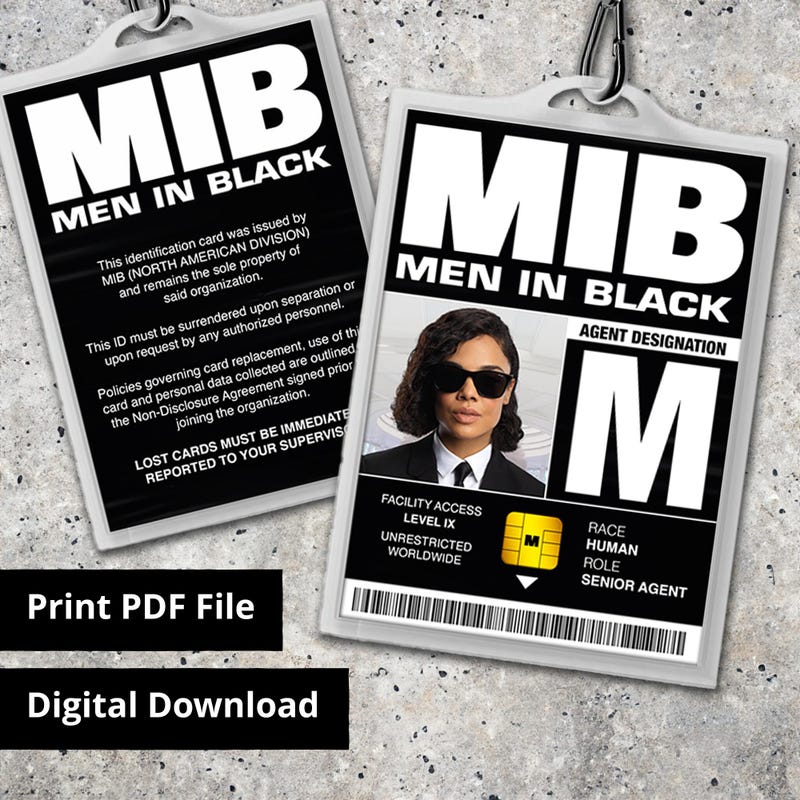 Printable Men in Black Id Badge - Etsy