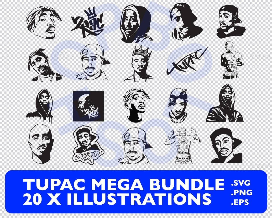 Tupac Mega Svg Bundle Pack 20 Illustrations 2pac Cut File - Etsy