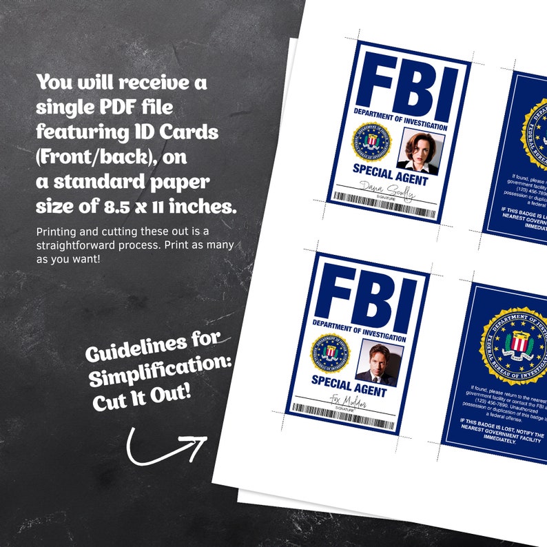 X Files FBI Agent Fox Mulder Dana Scully ID Badge Pack Cosplay ...