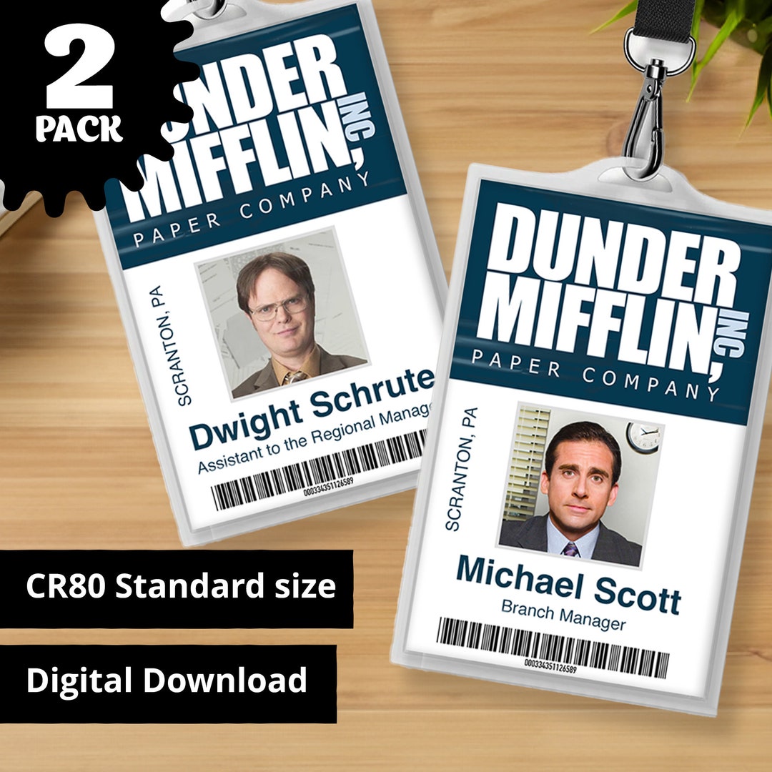Michael Scott & Dwight Schrute the Office Dunder Mifflin Couple ID Card ...