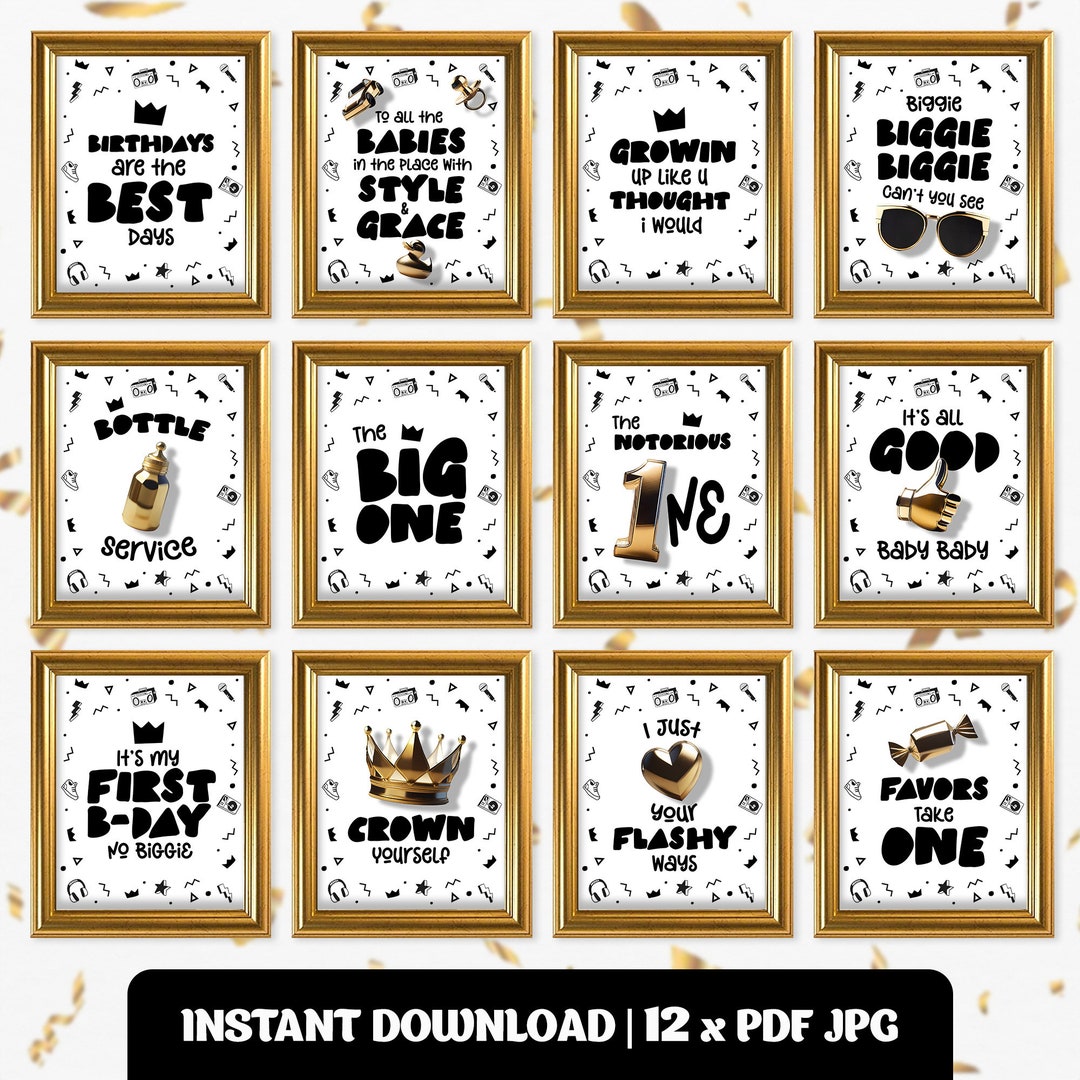 Notorious One Bundle - Notorious One Birthday Signs 8x10 and Instant Download - Favor Sign - Hip ...