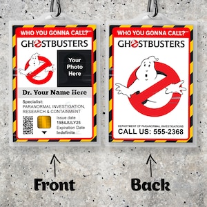 Personalized Ghostbusters Movie ID Card - Replica Prop, Halloween ...