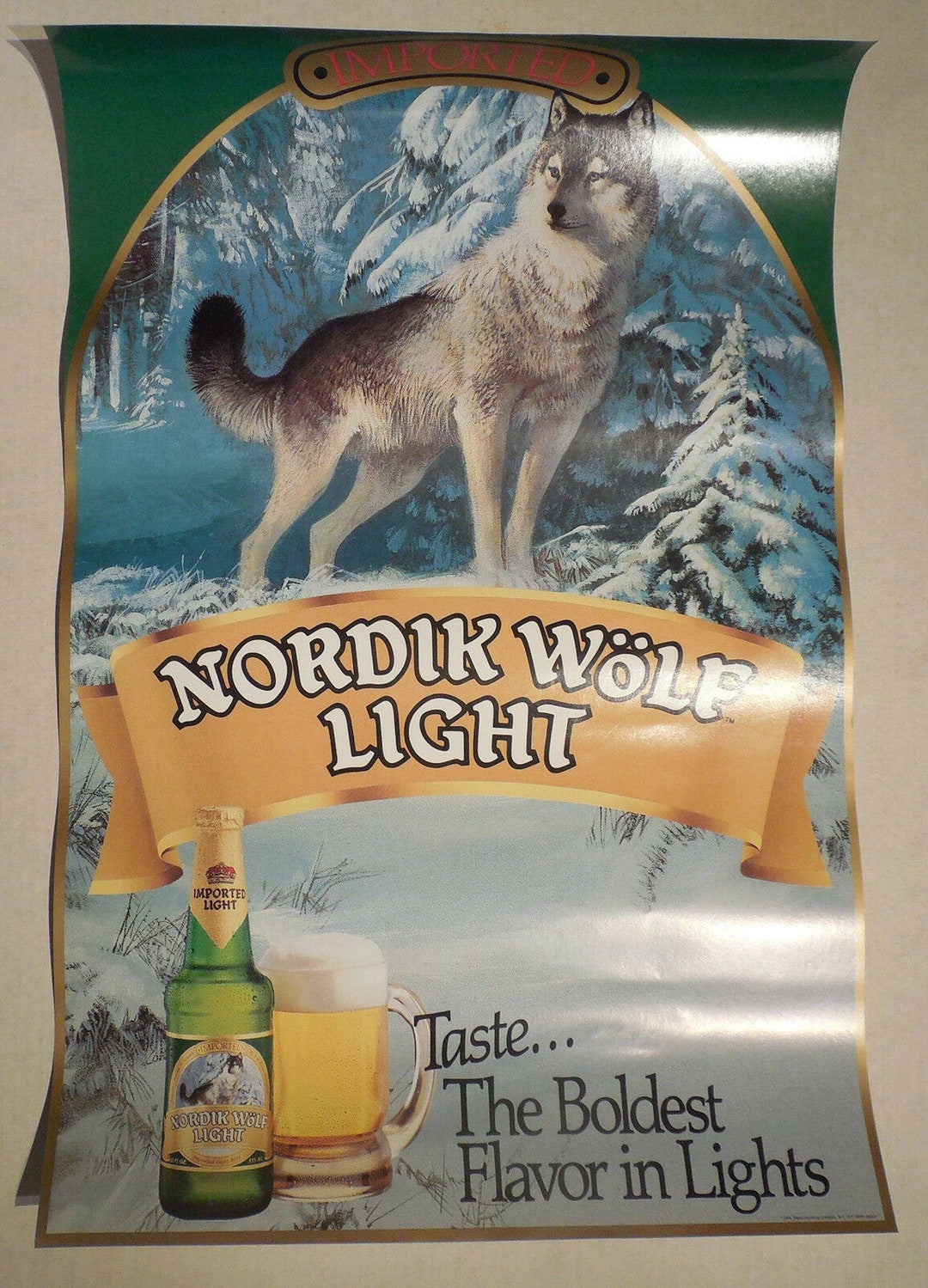 Original 17x26 Beer Advertising Poster Nordik Wolf Light Imported 1984 ...