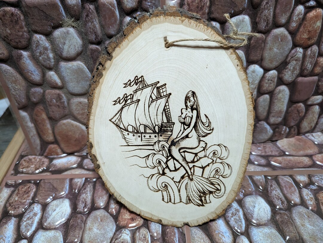Laser Engraved Mermaid 8" X 10" Bass Wood - Etsy