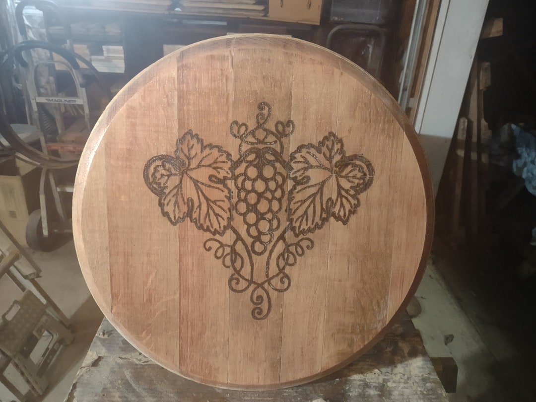 Wine Barrel Head Laser Engraved With Grapes - Etsy
