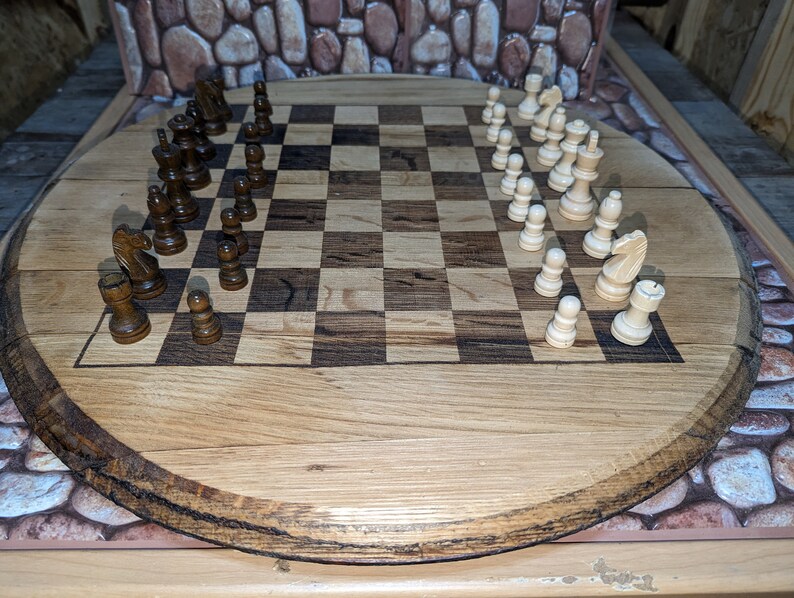 Chess Board 21 Inch Laser Engraved Bourbon Barrel Head - Etsy