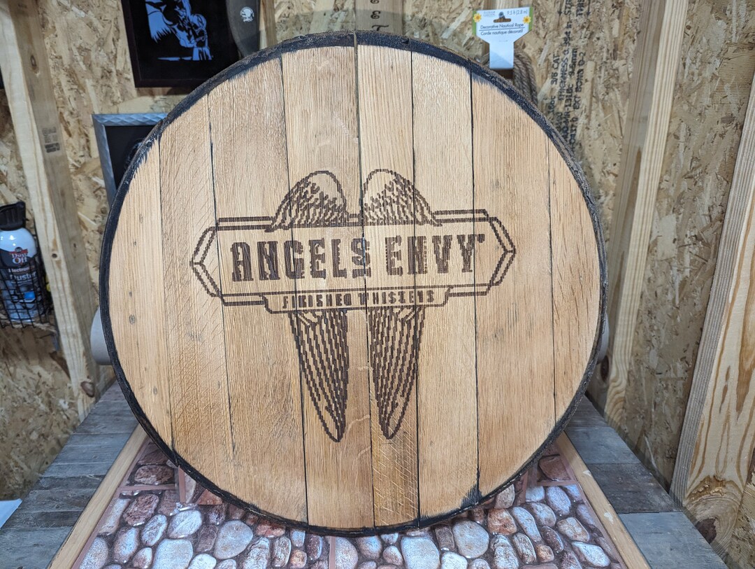 Laser Engraved Angels Envy Authentic Bourbon Barrel Head - Etsy