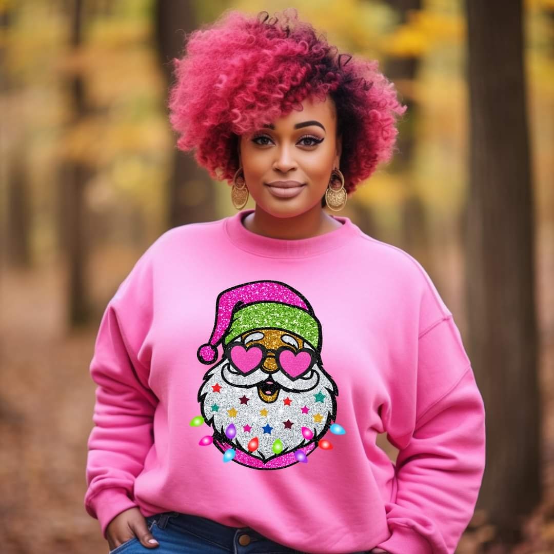 Santa With Sunglasses Shirt, Pink Santa Shirt - Etsy