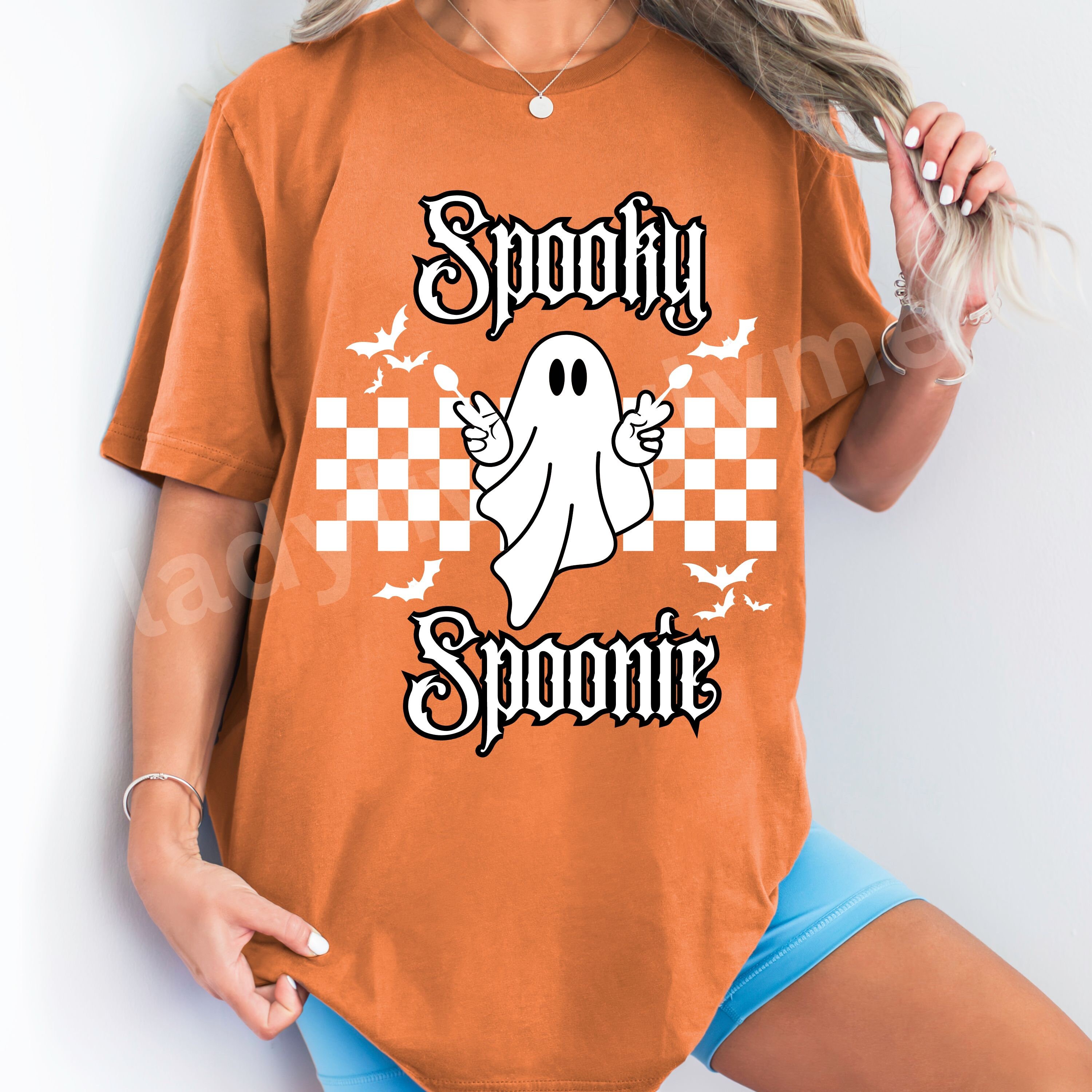 Spooky Spoonie Halloween Shirt Cute Ghost and Spoons Tee Retro ...
