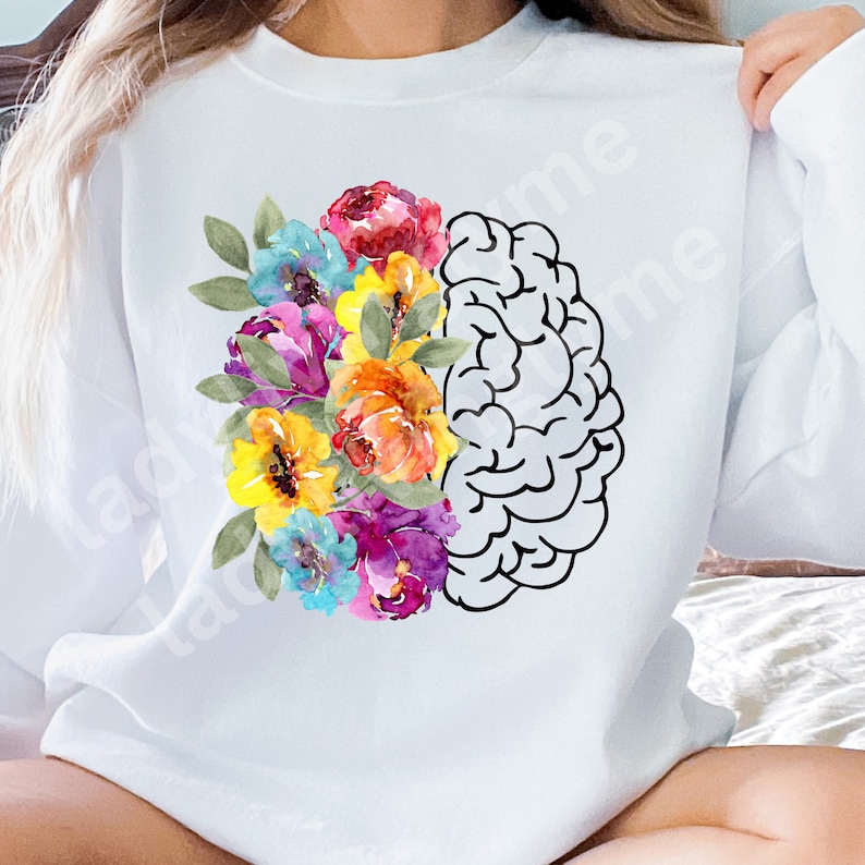 Brain With Flowers SVG & PNG Clip Art Files Mental Health Matters ...