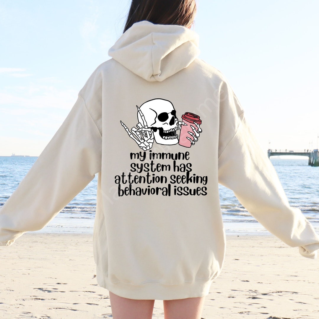 Autoimmune Disease Hoodie Chronic Illness Sweatshirt Skeleton & Coffee ...