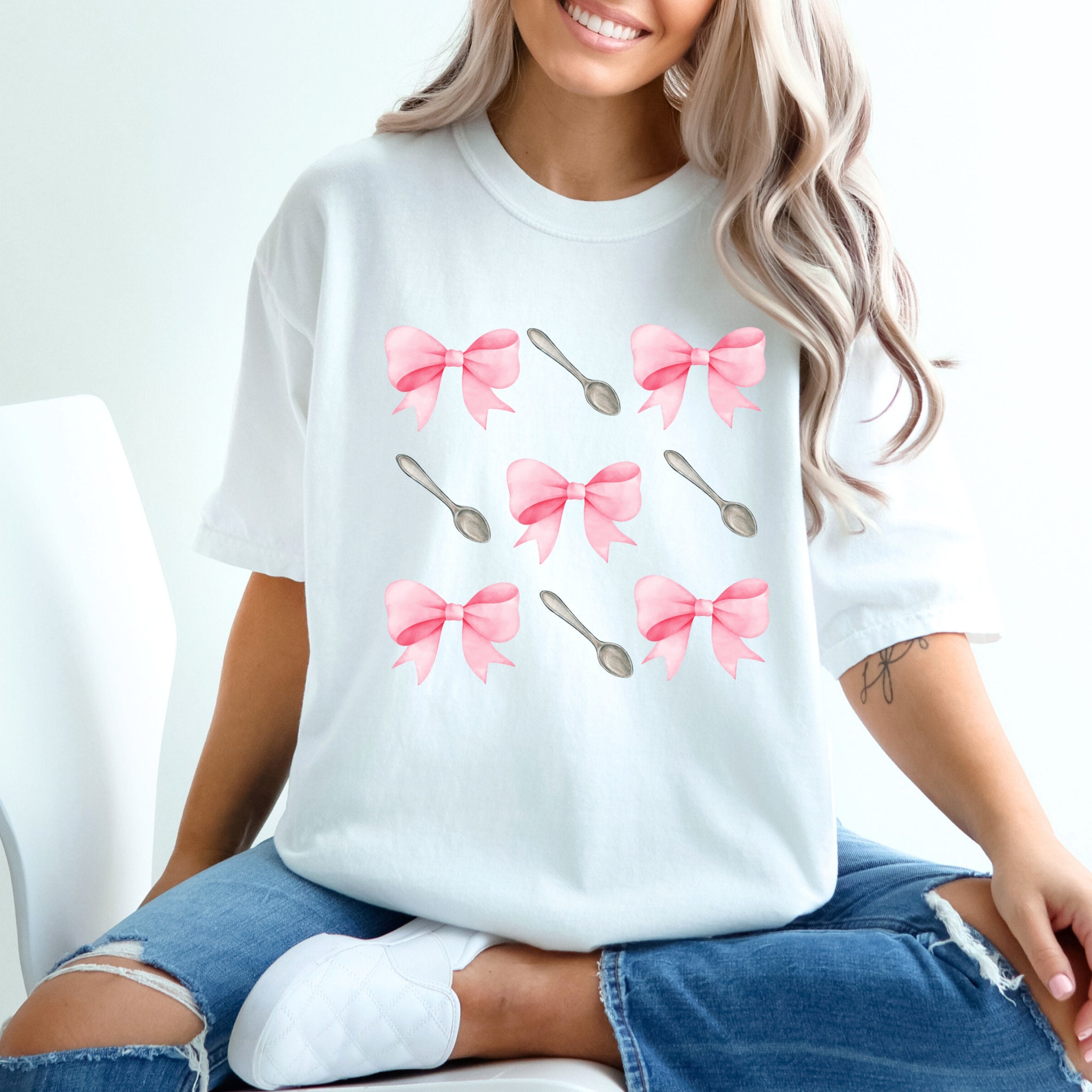 Cute Spoonie Shirt Soft Girl Style T-shirt Coquette Pink Bows and ...