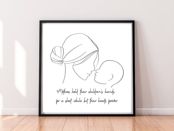 Mother & Child Printable Wall Art One Line Illustration - Etsy