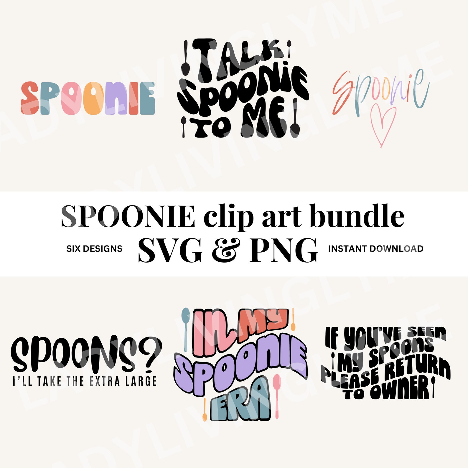 Spoonie Clip Art Bundle Spoonie Life SVG Cut File in My Spoonie Era PNG ...
