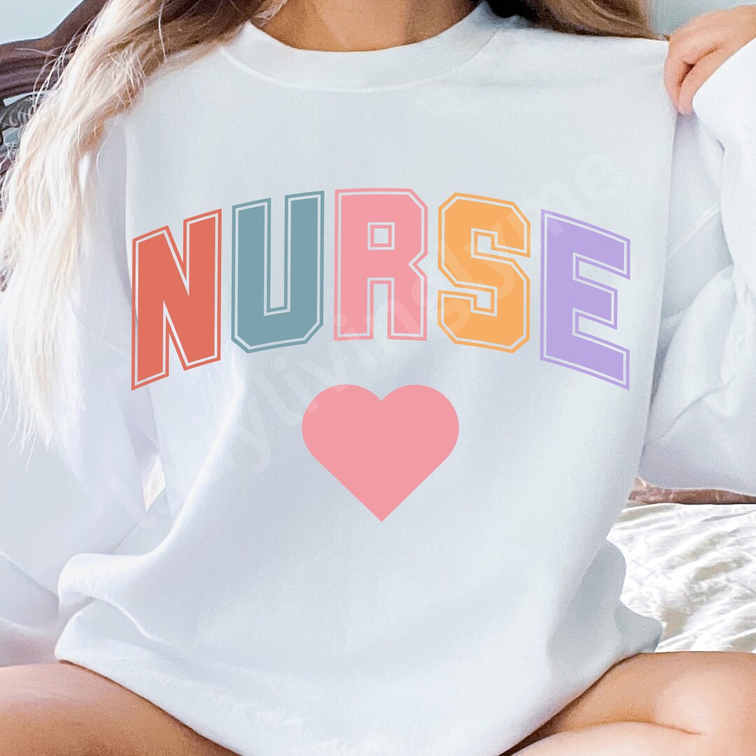 Pastel Nurse SVG Cut File Varsity Letters Nurse PNG Shirt Design ...