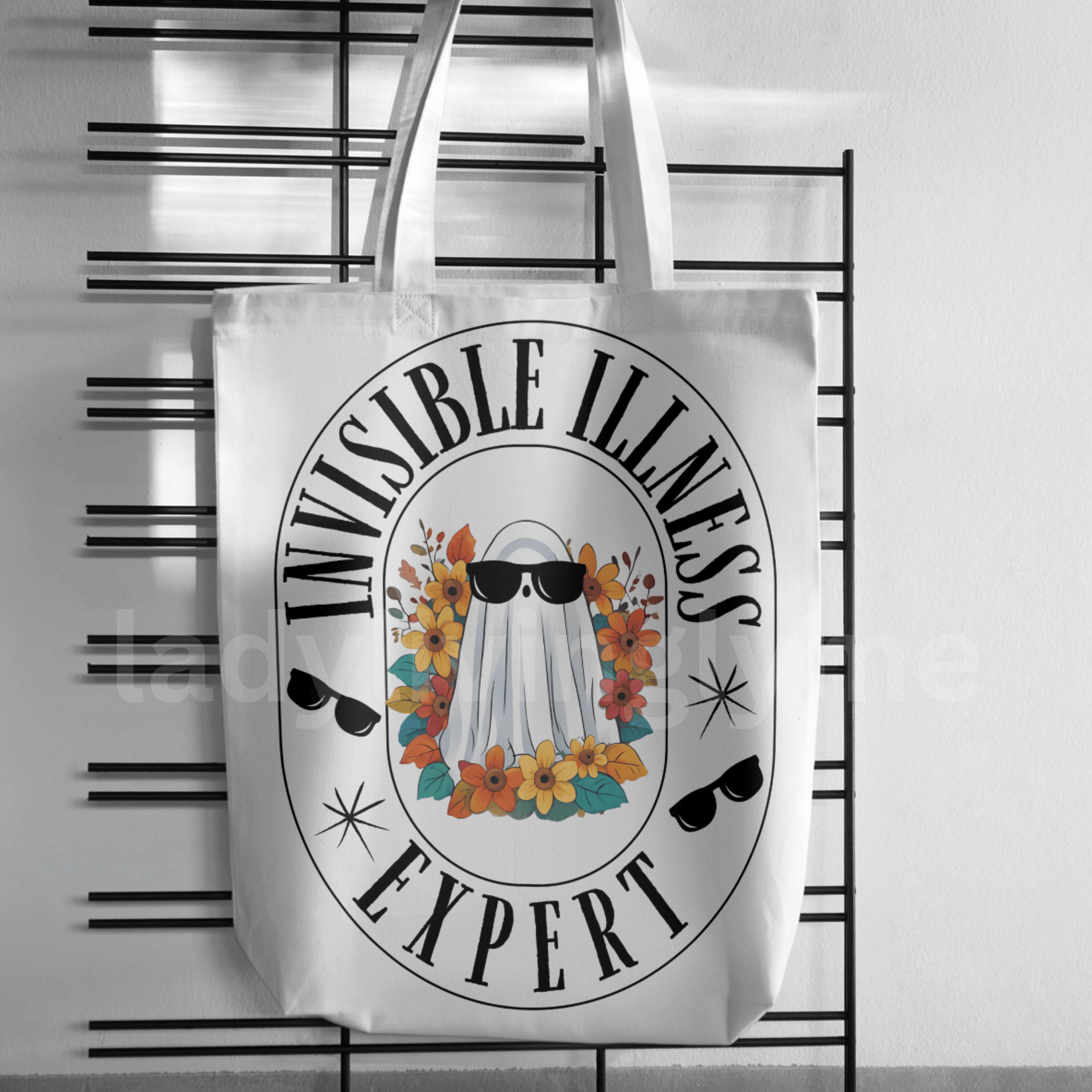 Invisible Illness SVG Cute Ghost With Flowers PNG Funny Chronic Pain ...