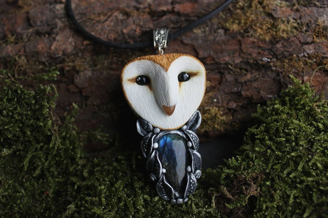 Owl Jewelry Necklace Pendant With Barn Owls Bird Necklace With Raptor ...
