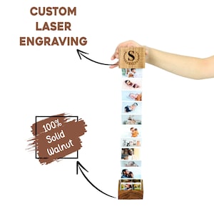 Personalized Wooden Photo Box, Custom Engraved Pull up Photo Box ...