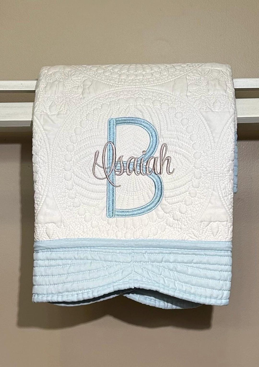 Monogrammed Baby Quilt, Custom Embroidered, Heirloom Vintage Style ...