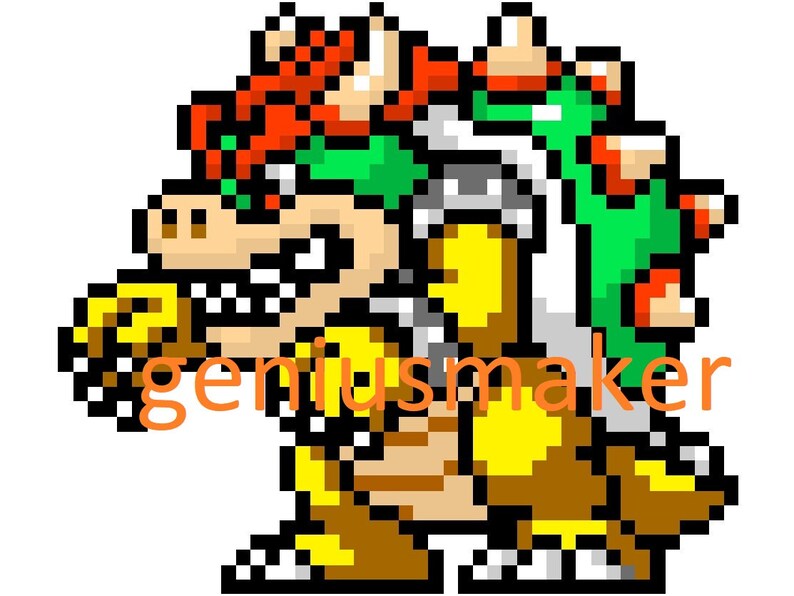 Bowser digital download Bowser 8-bit Mario world bowser | Etsy