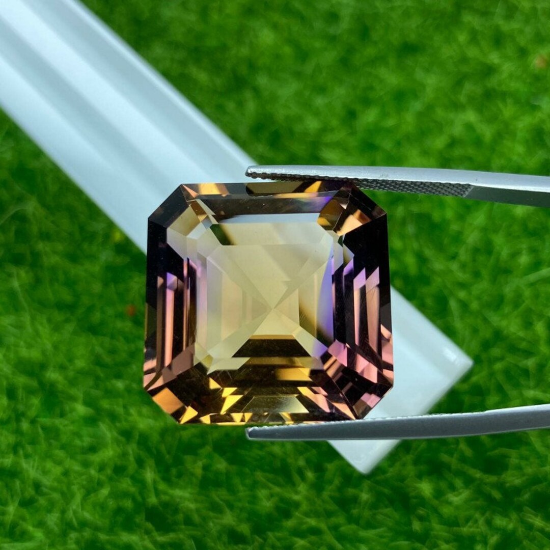 Natural Ametrine Gemstone: 39.7 Cts, Square Asher Cut, Bi-color - Etsy