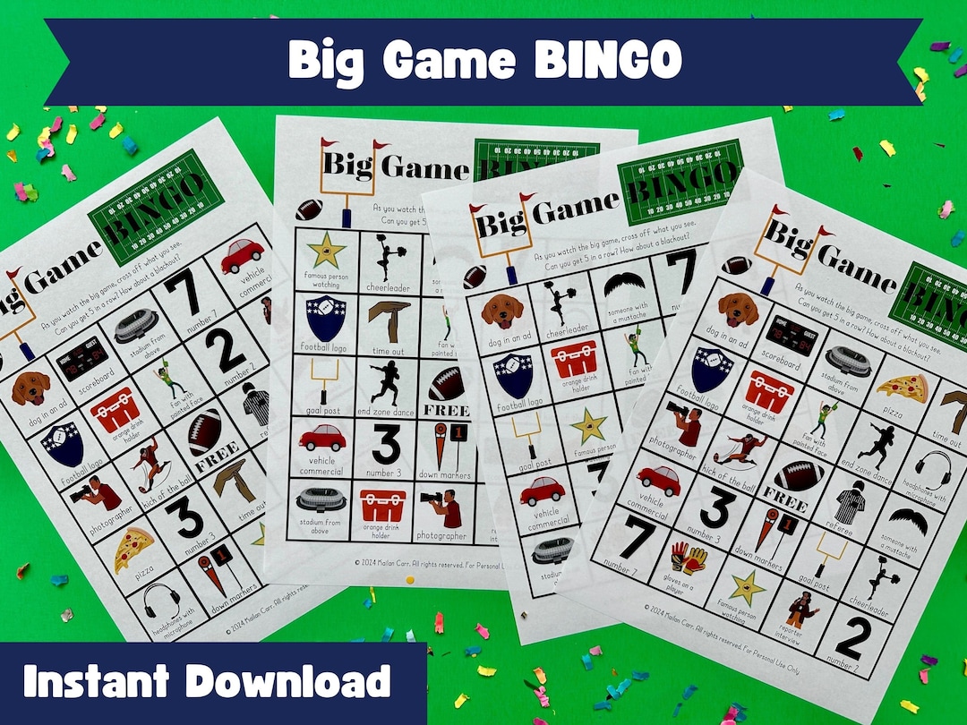 Football BINGO Printable, Big Game Activity, Kids Football Game, Bingo ...