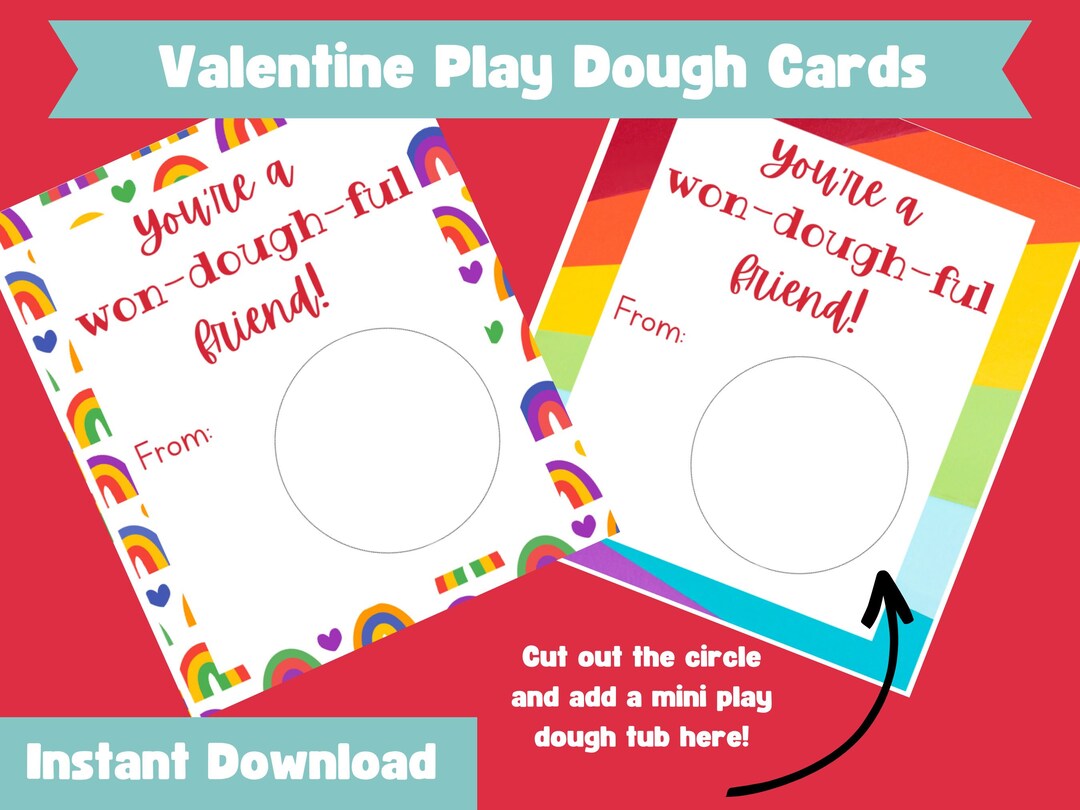 Class Valentine's Day Cards, Play Dough Valentines, Printable Cards for ...