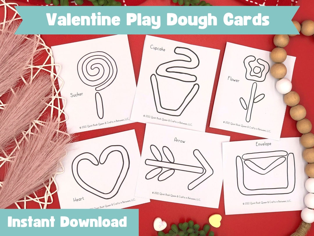 Valentine's Day Play Dough Cards, February Activity for Kids, Non Candy ...