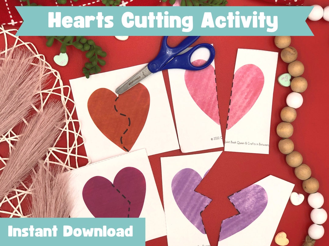 Valentine's Day Heart Puzzle: Cutting Practice Activity (PDF Printable ...
