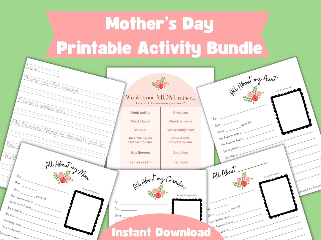 All About My Mom Writing Activity - Mother's Day Printable Gifts From ...