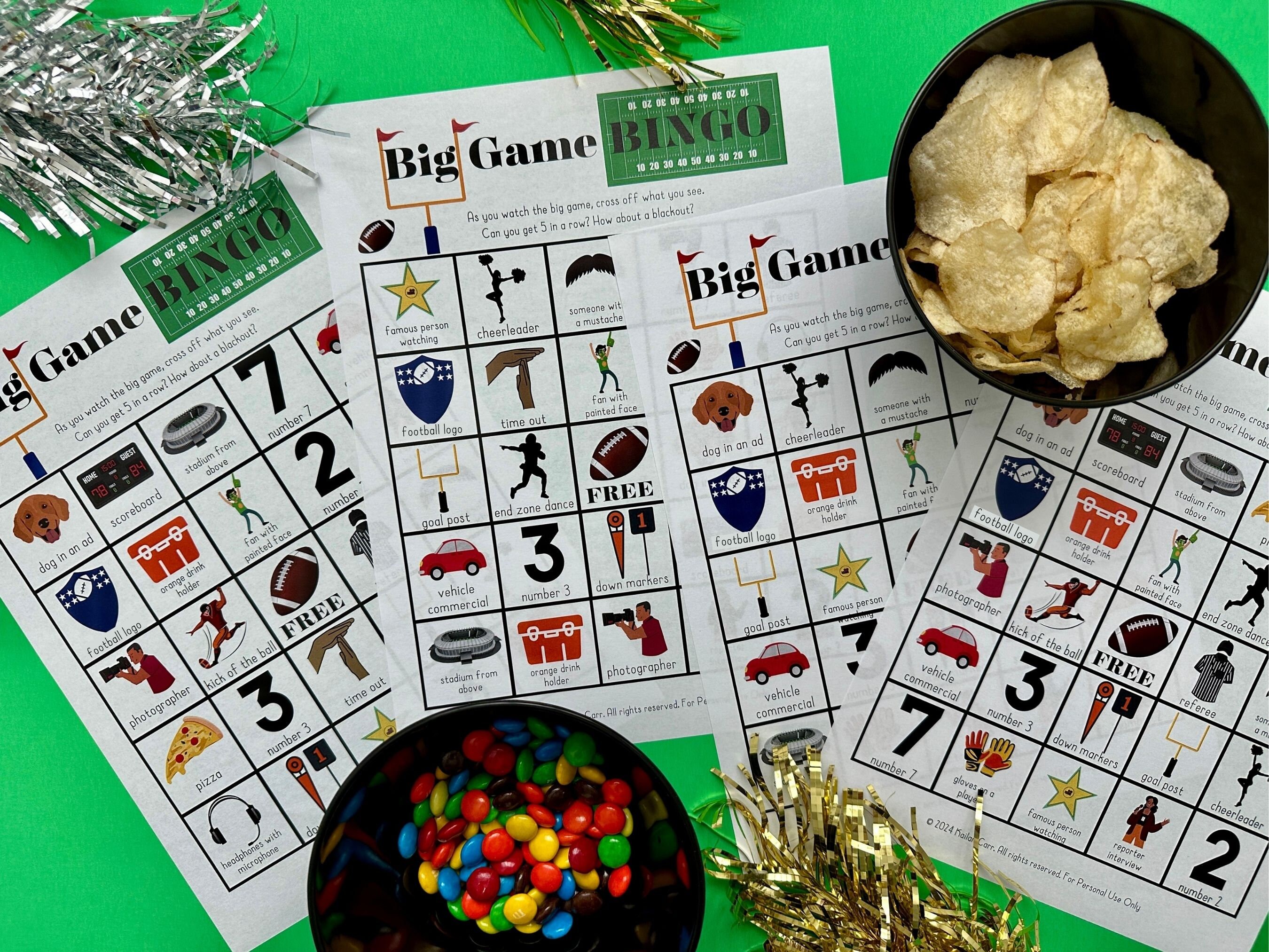 Football BINGO Printable, Big Game Activity, Kids Football Game, Bingo ...