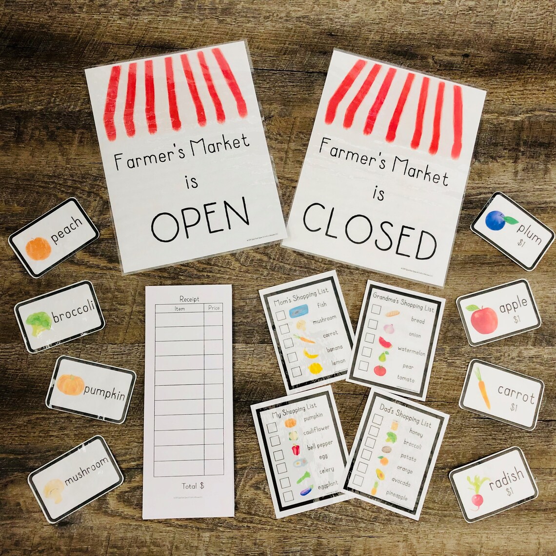 Farmer's Market Dramatic Play, Printable Learning Activity Bundle ...
