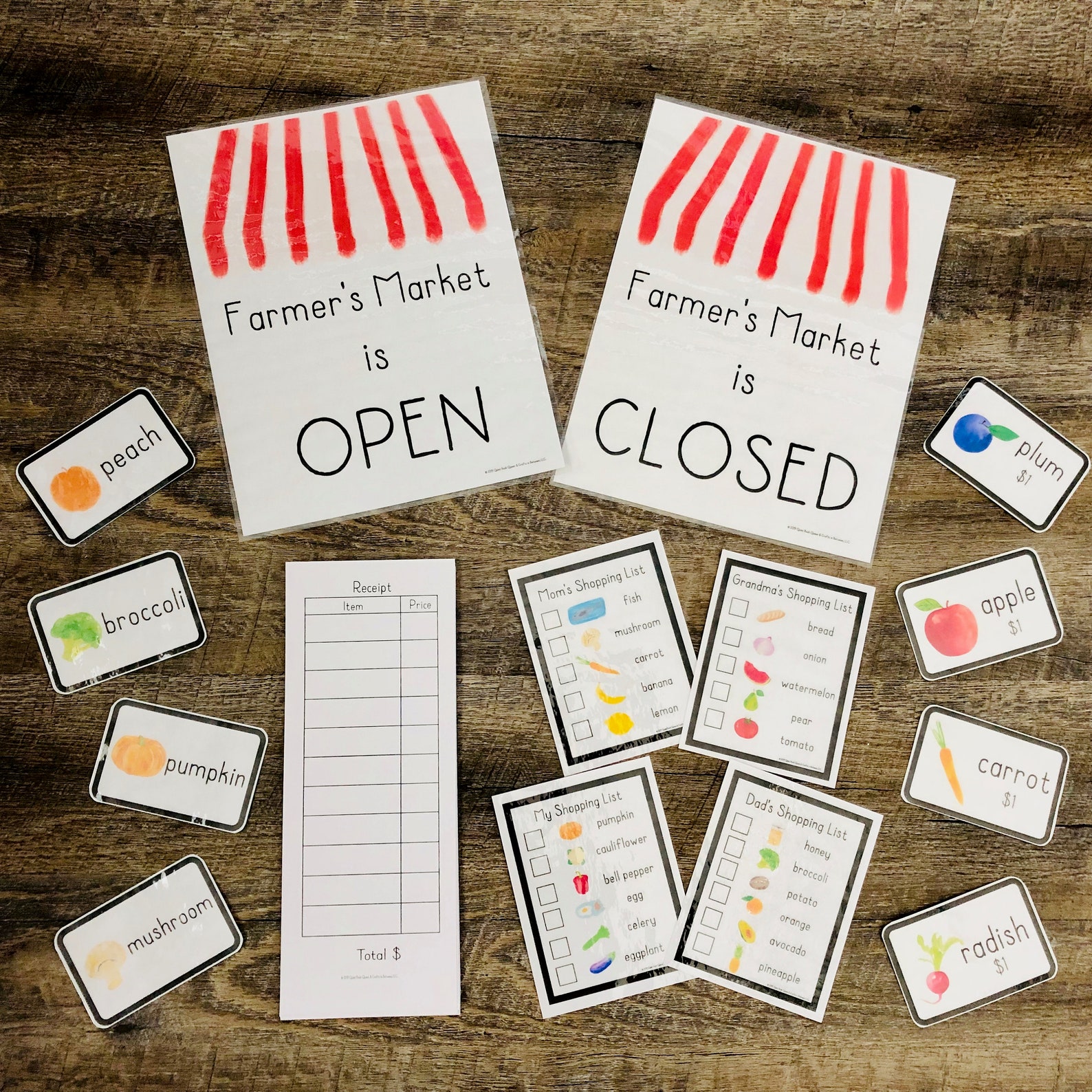 Farmer's Market Dramatic Play, Printable Learning Activity Bundle ...