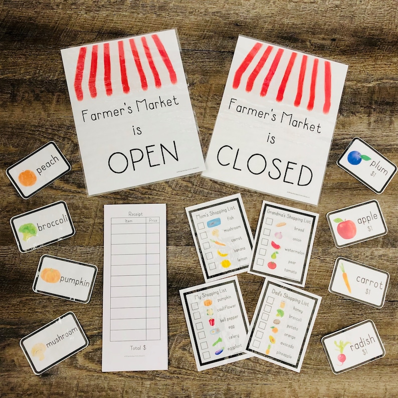Farmer's Market Dramatic Play, Printable Learning Activity Bundle ...