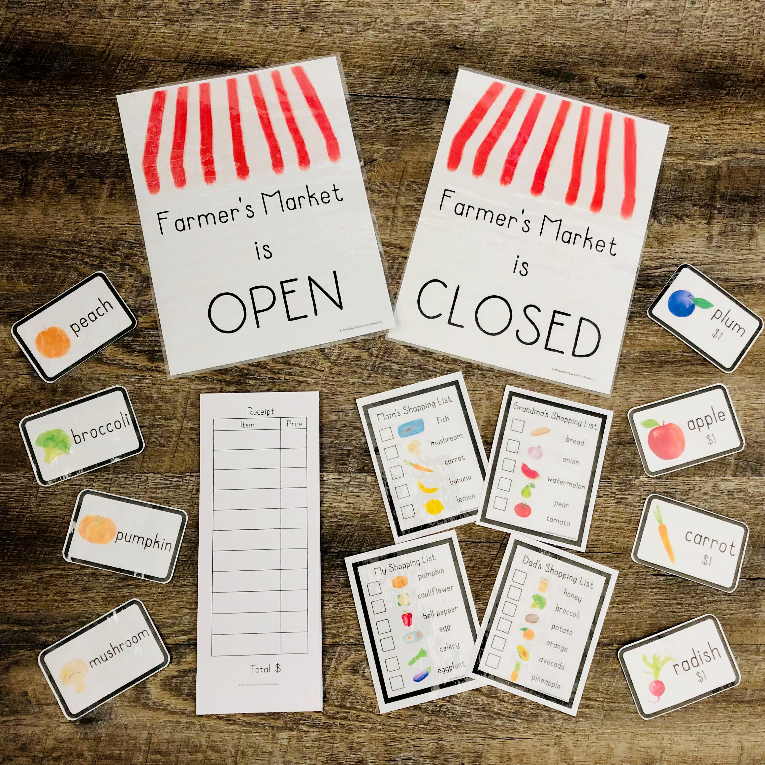 Farmer's Market Dramatic Play: Printable Learning Activity Bundle (PDF ...