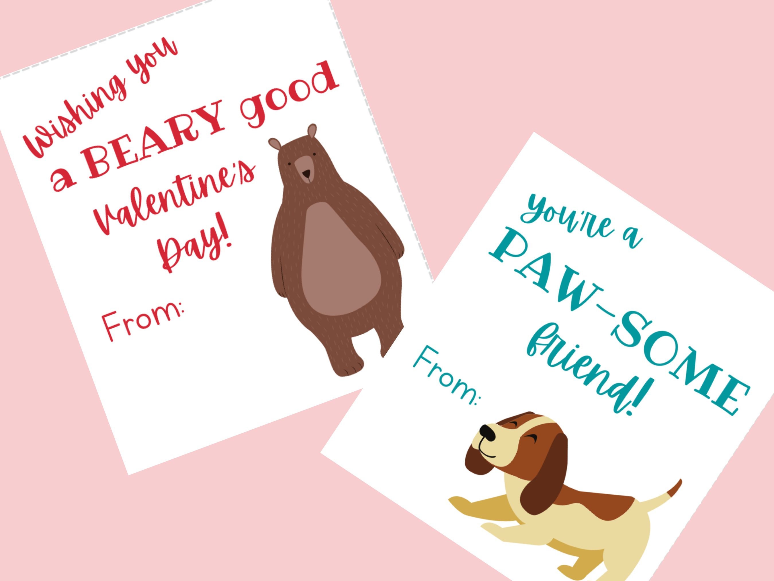 Printable Valentine's Day Cards, Animal Valentines, Non Candy Valentine ...