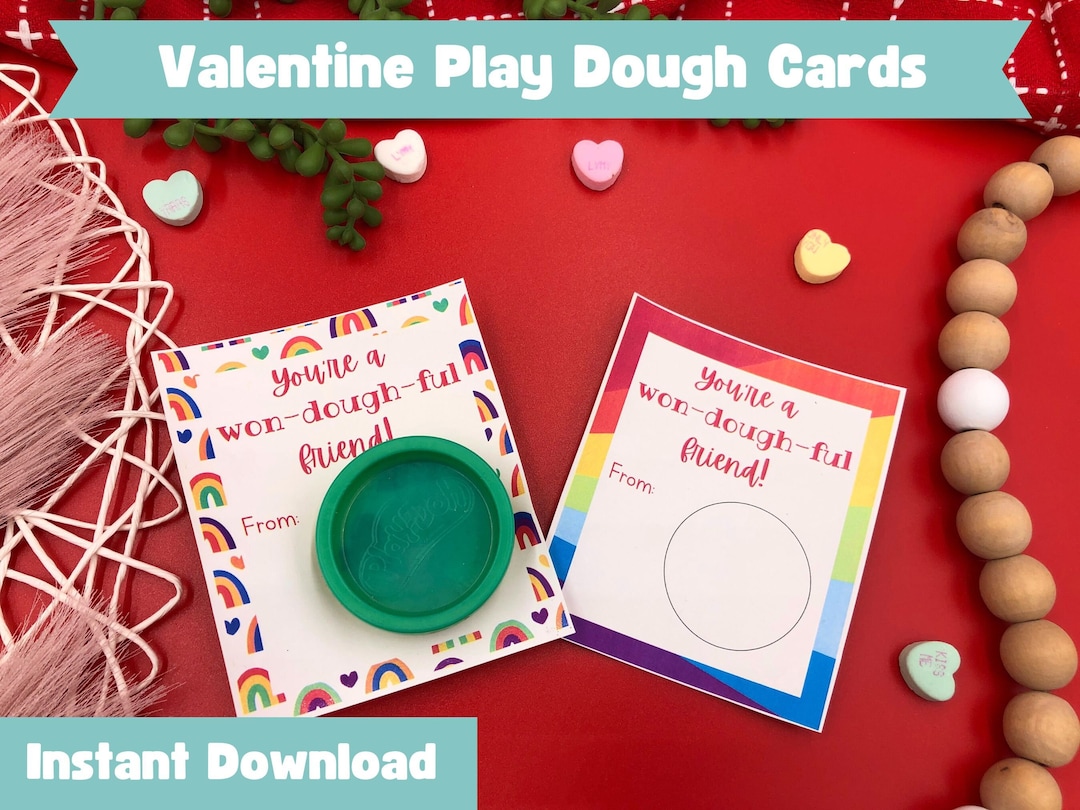 Class Valentine's Day Cards, Play Dough Valentines, Printable Cards for ...