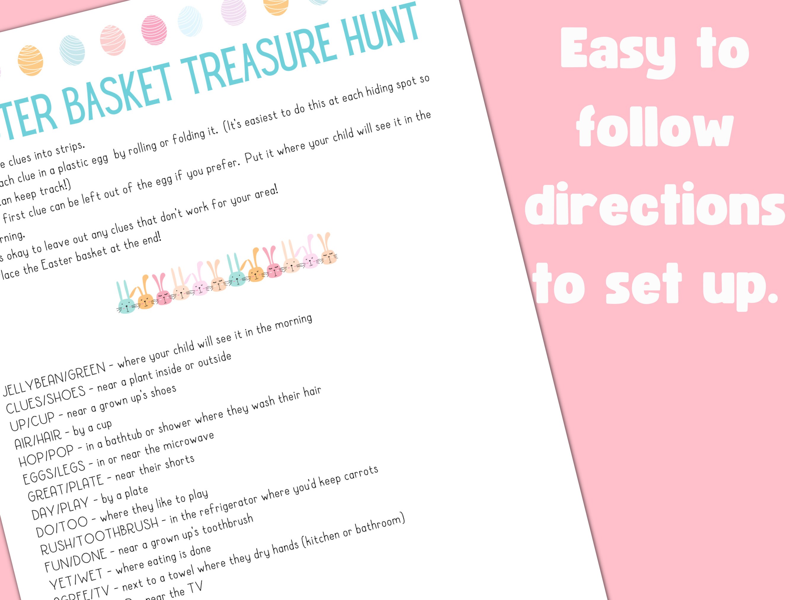 Easter Basket Treasure Hunt Clues, Easter Game, Plastic Egg Hunt ...