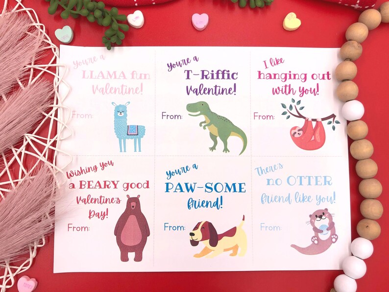 Printable Valentine's Day Cards, Animal Valentines, Non Candy Valentine ...