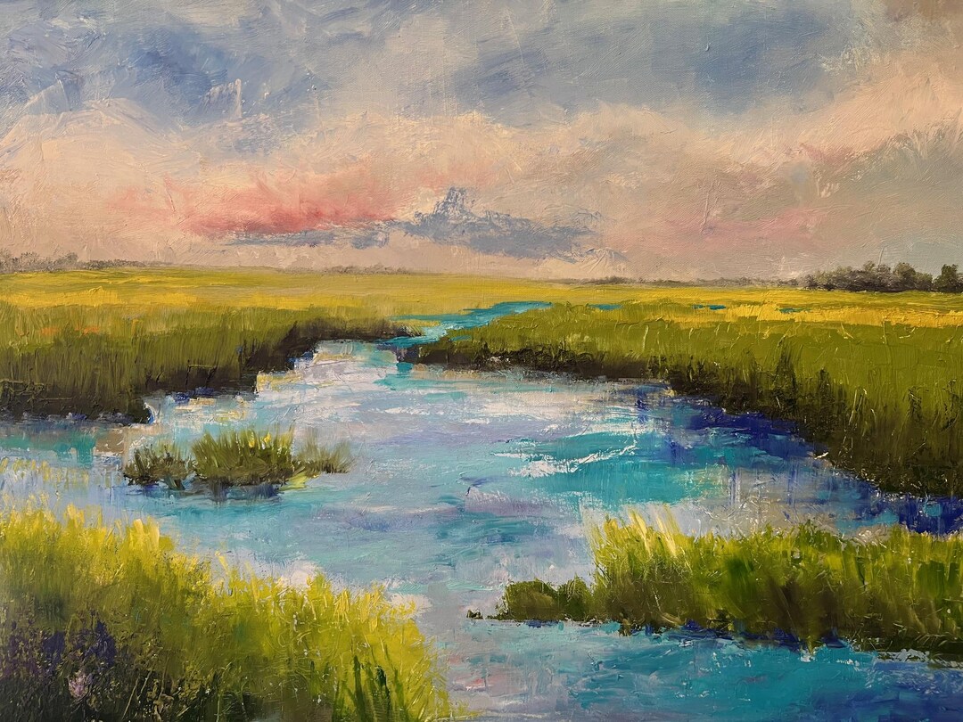 Signed Low Country Marsh Oil Painting: Tidal Creek Landscape - Etsy