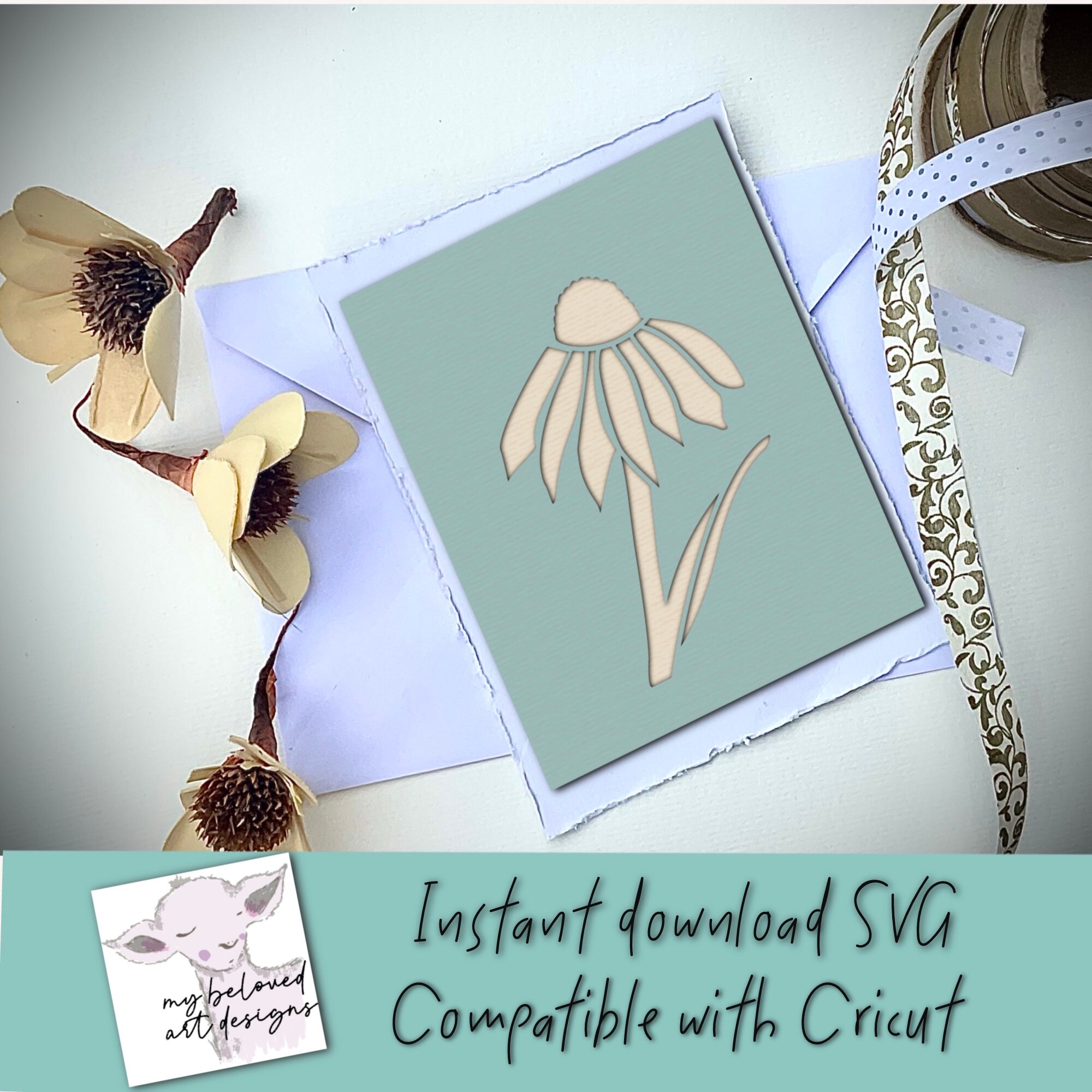 Cricut Joy Coneflower Card Template SVG File Instant Download - Etsy Canada