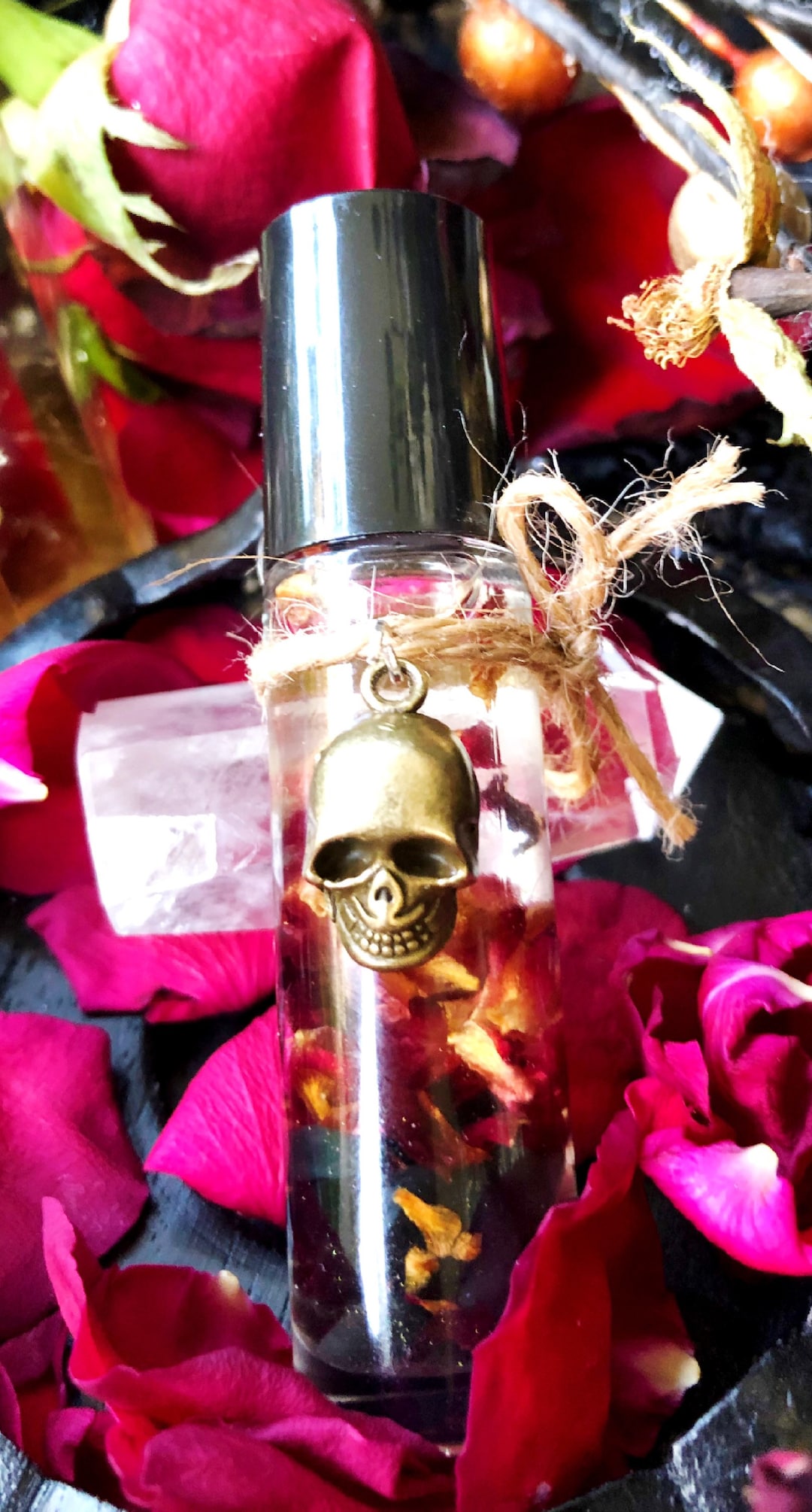 Momento Mori Perfume Oil: Rose, Amber, Sandalwood - Crystal Infused ...