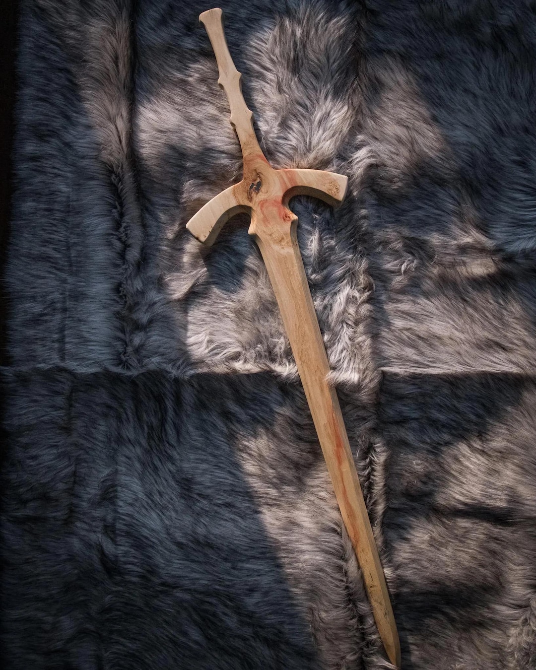 Handmade Wooden Sword Cosplay Costume Display Toy Medieval Fantasy Leaf ...